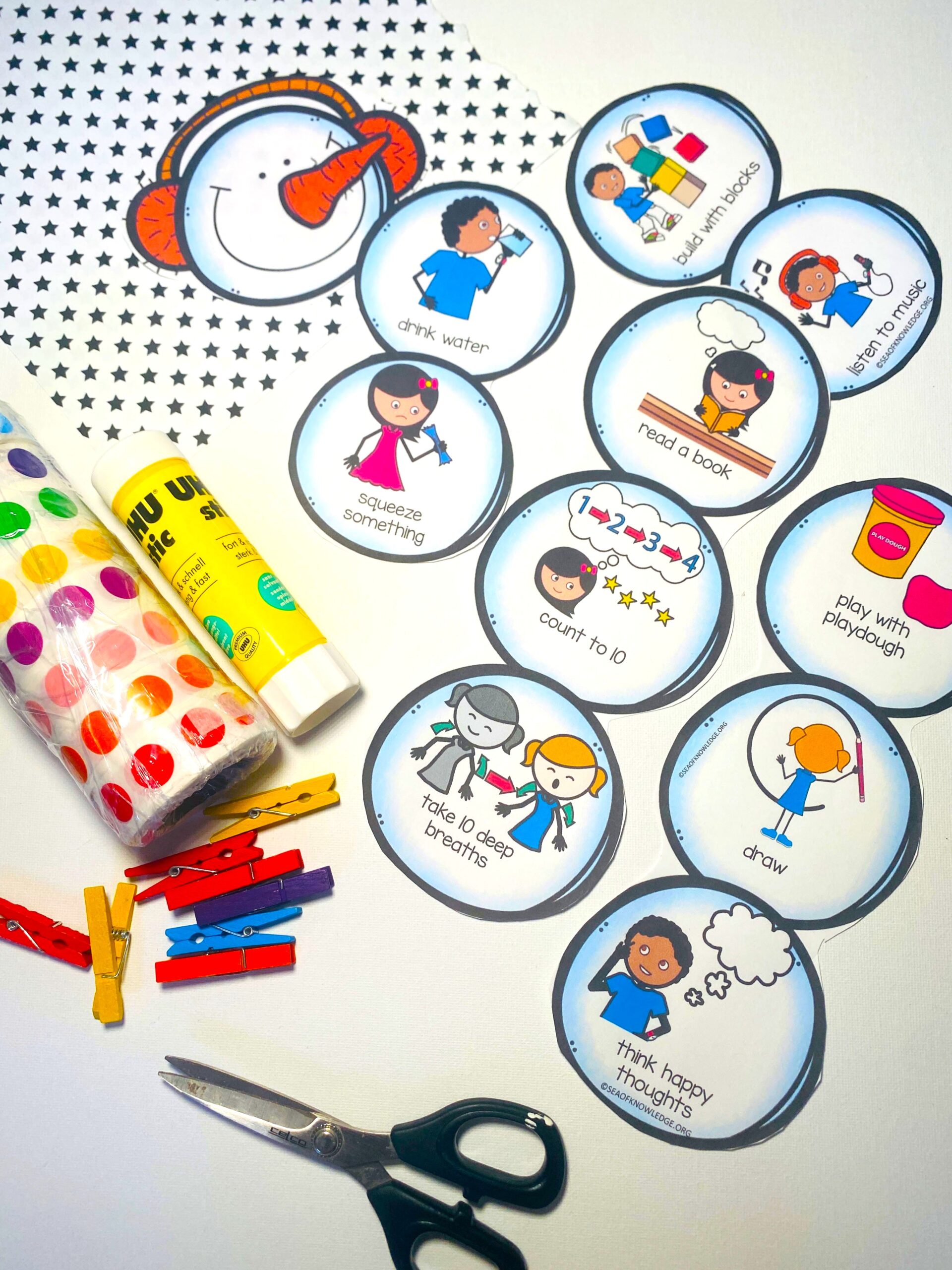 Calm Down Snowman Feelings Chart Great Way to Help Kids Deal with Emotions