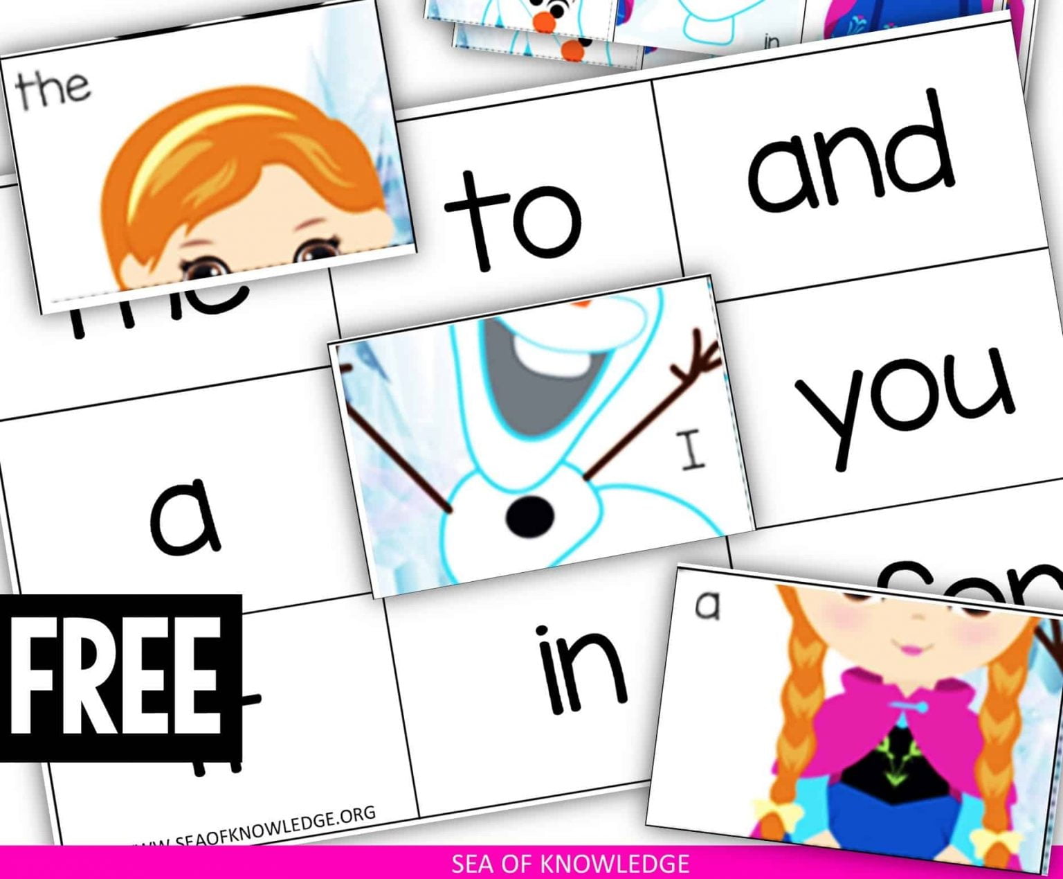 Ice Princess Frozen Sight Word Worksheet Puzzles - Sea of Knowledge