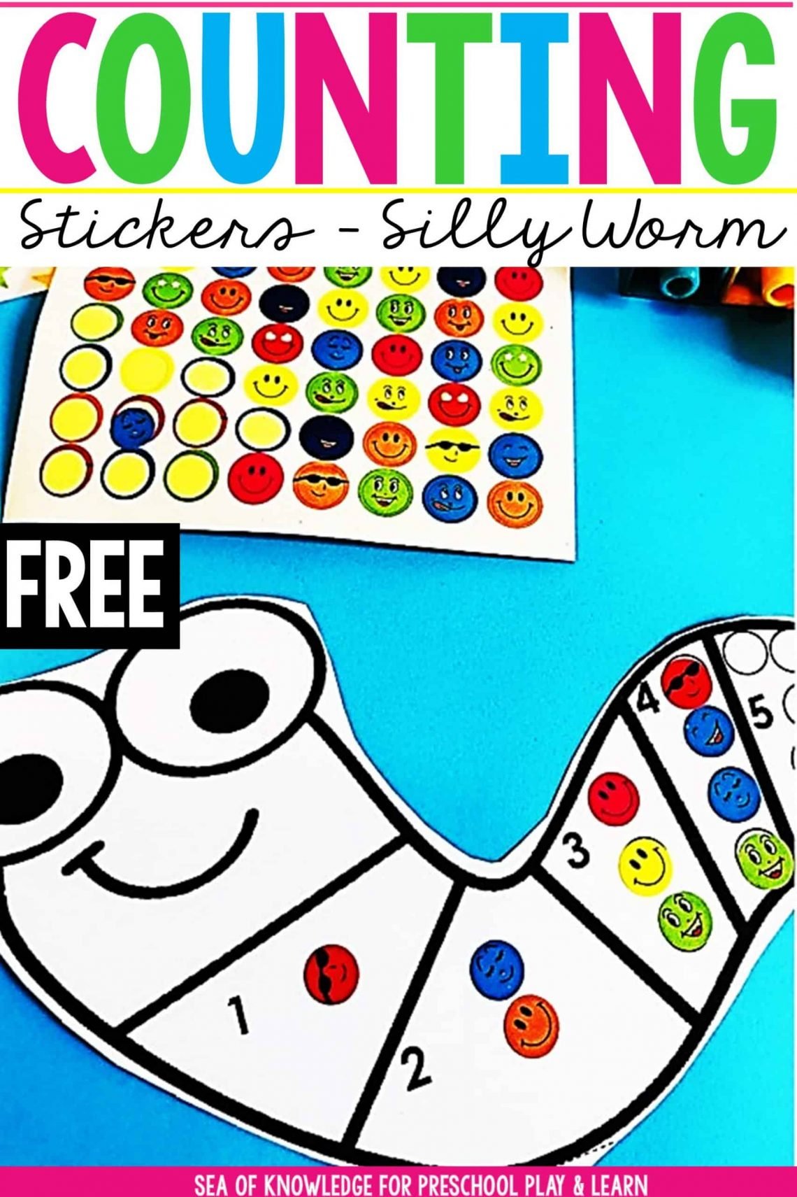 Counting 1 to 10 Dot Stickers Silly Worms - Sea of Knowledge