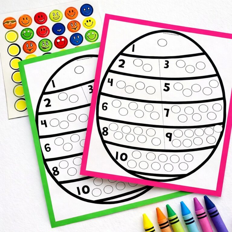 Counting 1 to 10 Dot Stickers Easter Eggs - Sea of Knowledge