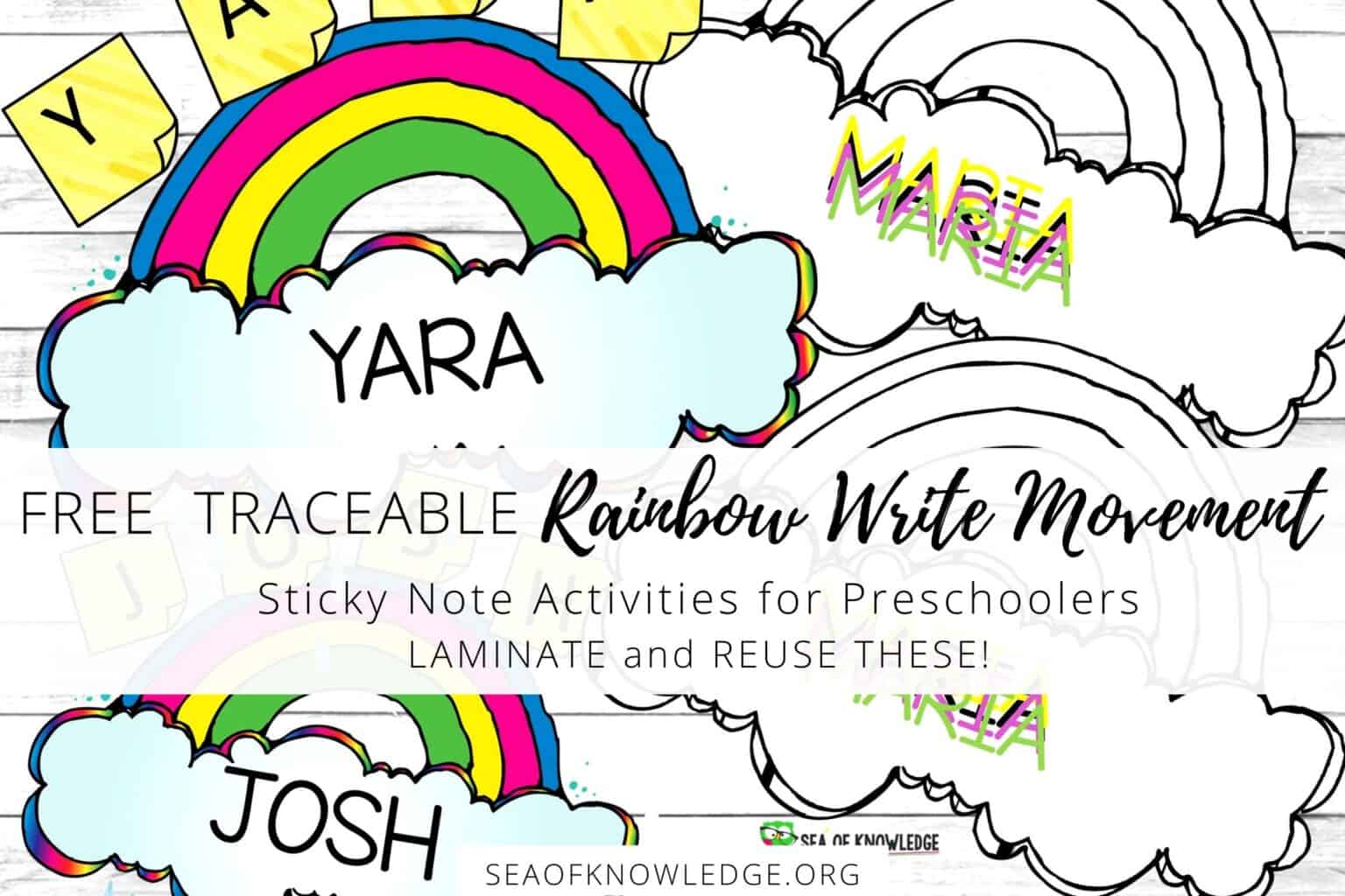 Rainbow Write Preschool Movement Activities [Editable Rainbow Printable ...