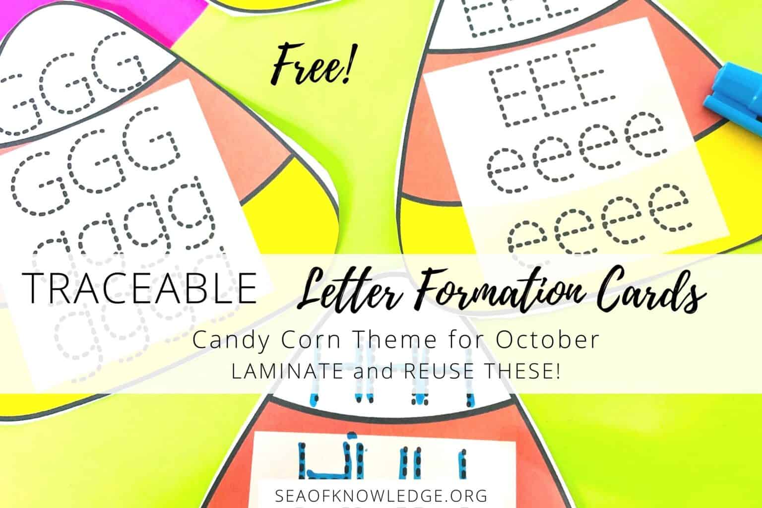 Traceable Letters Cards Candy Corn - Sea of Knowledge