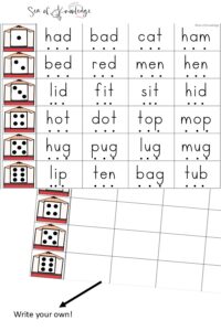 CVC Worksheet Reading Dice Game School Theme - Sea of Knowledge