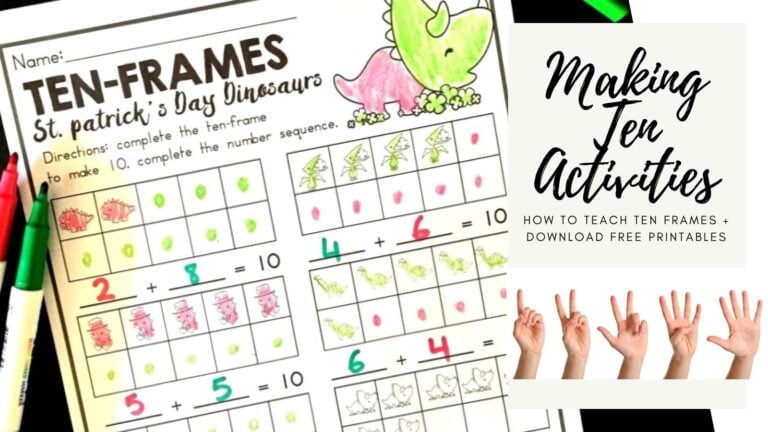 Making Ten Activities: St Patricks Day Theme Ten Frames Worksheet