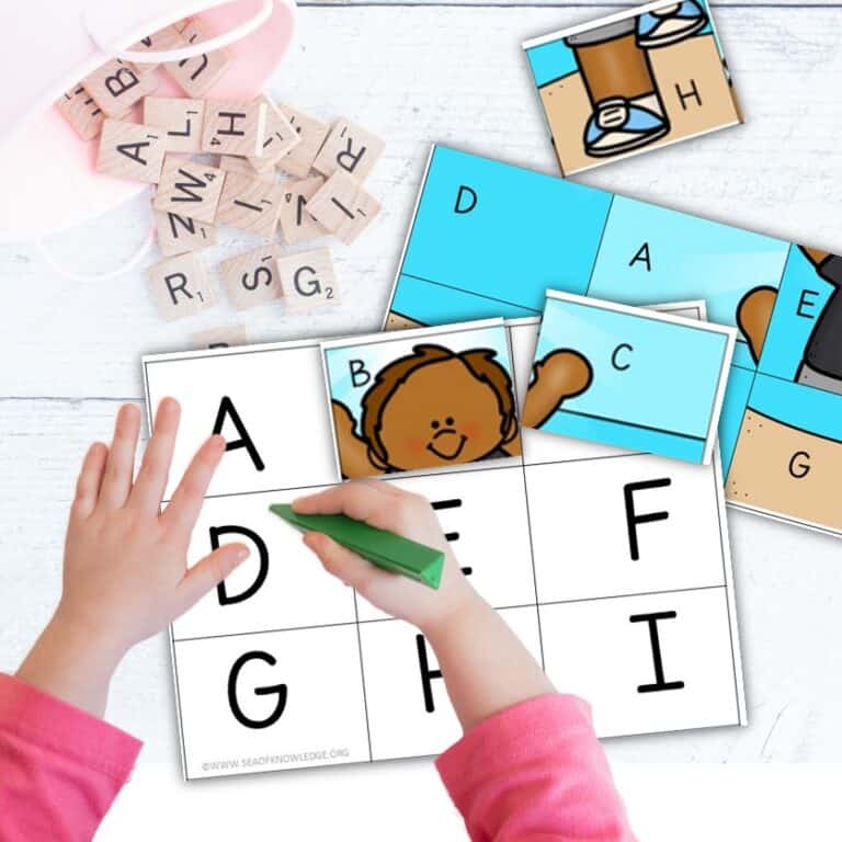 A to Z Puzzle With Pictures and Letters for Preschool Summer Theme