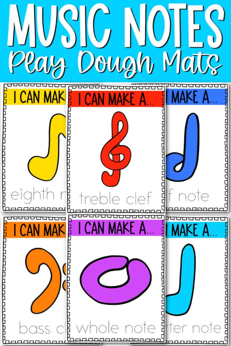 FREE Music Notes Worksheets Printable Dough Mats