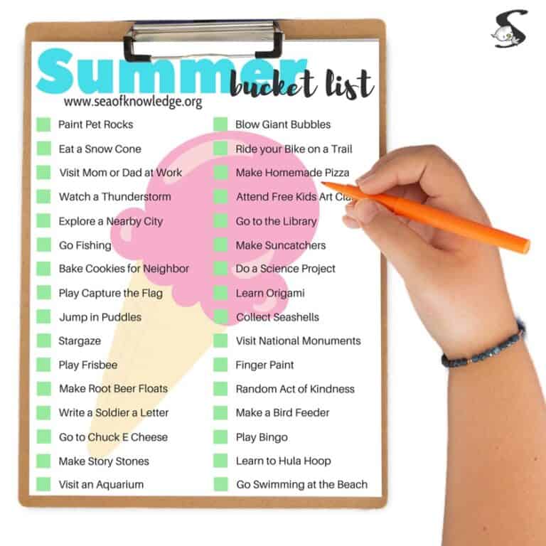 Free Summer Bucket List Ideas Kids (fun ice cream cone theme)