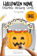 Free Printable Handwriting name worksheets Halloween Theme Craft