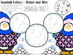 Letters Before After and Between Worksheet Snowball Fight