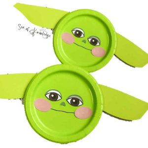 Grogu Craft Easy Paper Plate Template