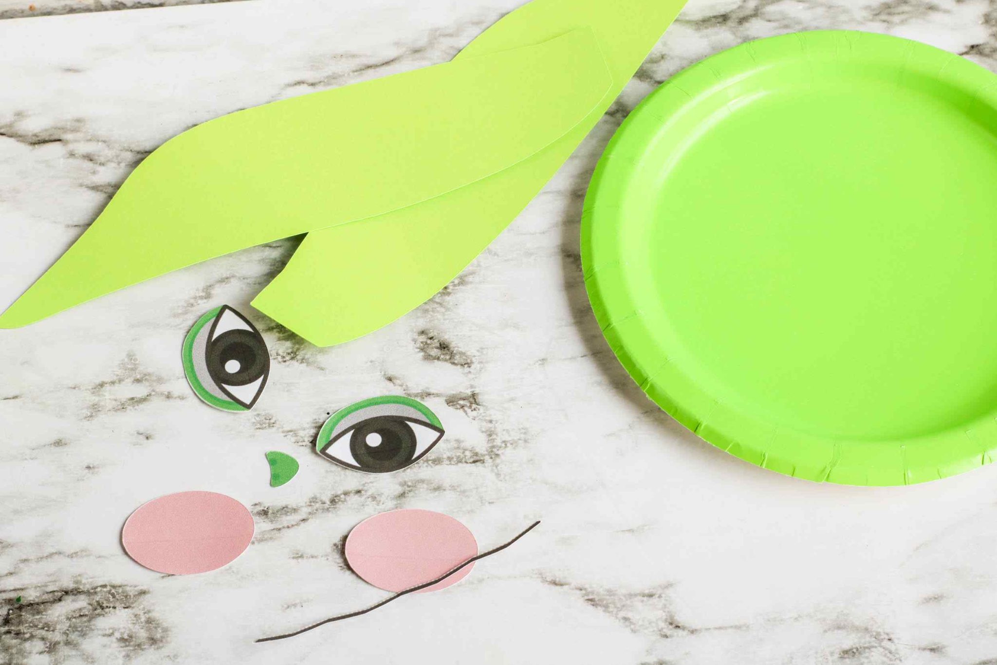 Grogu Craft Easy Paper Plate Template