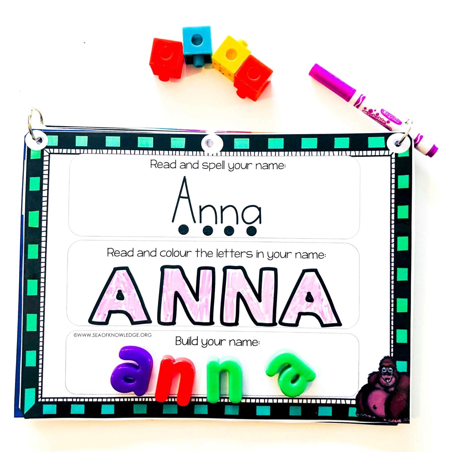 Practice Name Art Page Name Ideas: Letter in my Name Qtip Printables