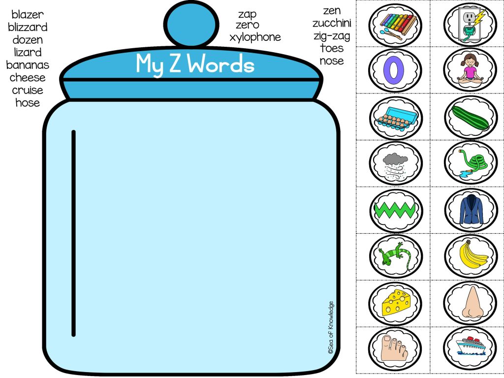 Z Words For Kindergarten Cookie Jar Printable Craft 