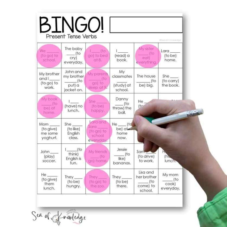 Play Present Tense Game With Bingo Free Printable Play Present Tense Game With Bingo Free Printable