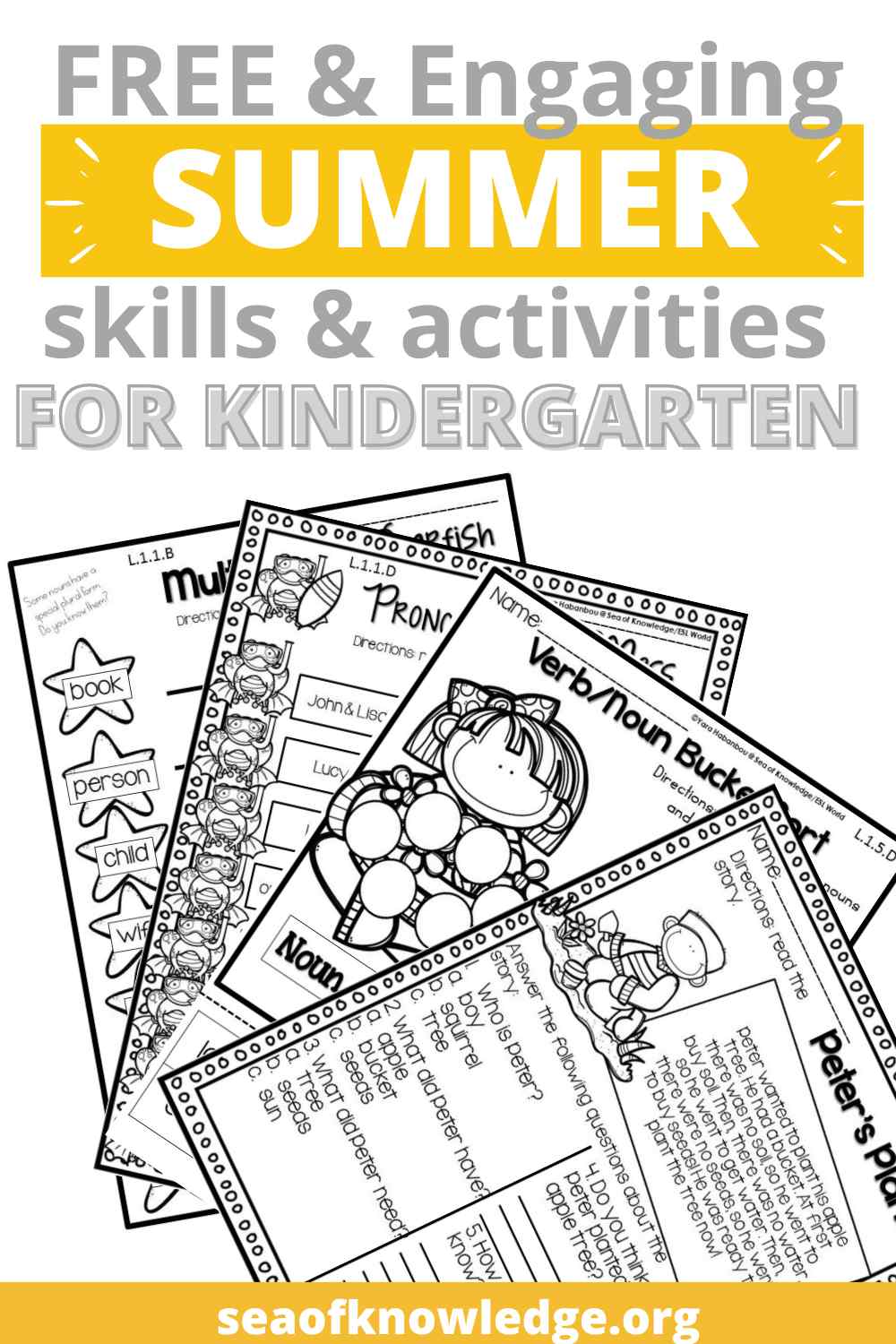 Summer Learning Activities For Kindergarten FREE Printable Grammar Pack Summer Learning Activities For Kindergarten FREE Printable Grammar Pack