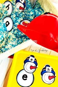 Winter Beginning Sounds Activities Build a Snowman Sensory Rice Tub