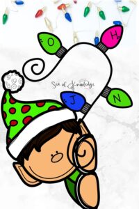 Easy Christmas Name Craft for Toddlers [Cute Elf Lights Template]