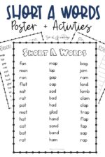 Short a Sound Word List Printable Activities and Worksheets