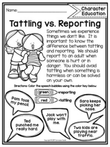 5 Engaging Tattling VS Telling Printable PDF Worksheets for Kids