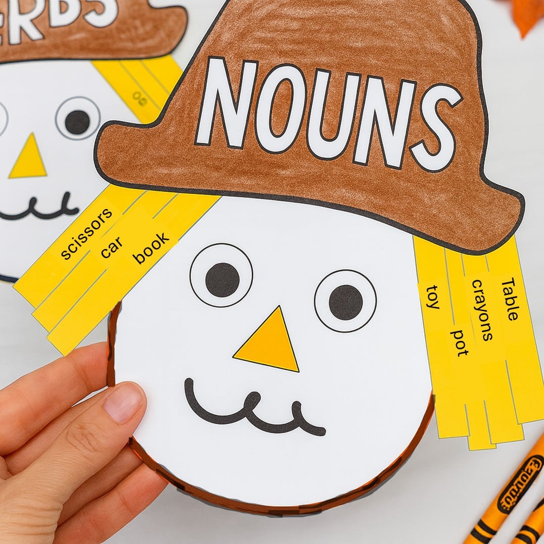 Fun Noun Verb Sort Game Craft Scarecrow Theme