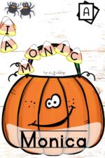 Free Printable Handwriting name worksheets Halloween Theme Craft