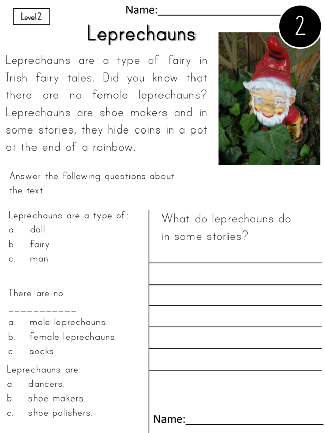 St. Patrick's Day Reading Comprehension Worksheets PDF: Fun, Engaging ...