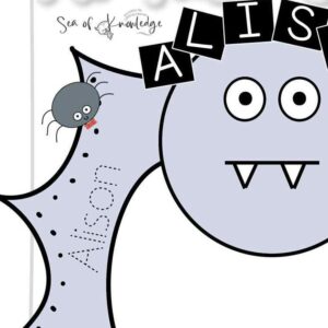 Free Printable Handwriting name worksheets Halloween Theme Craft