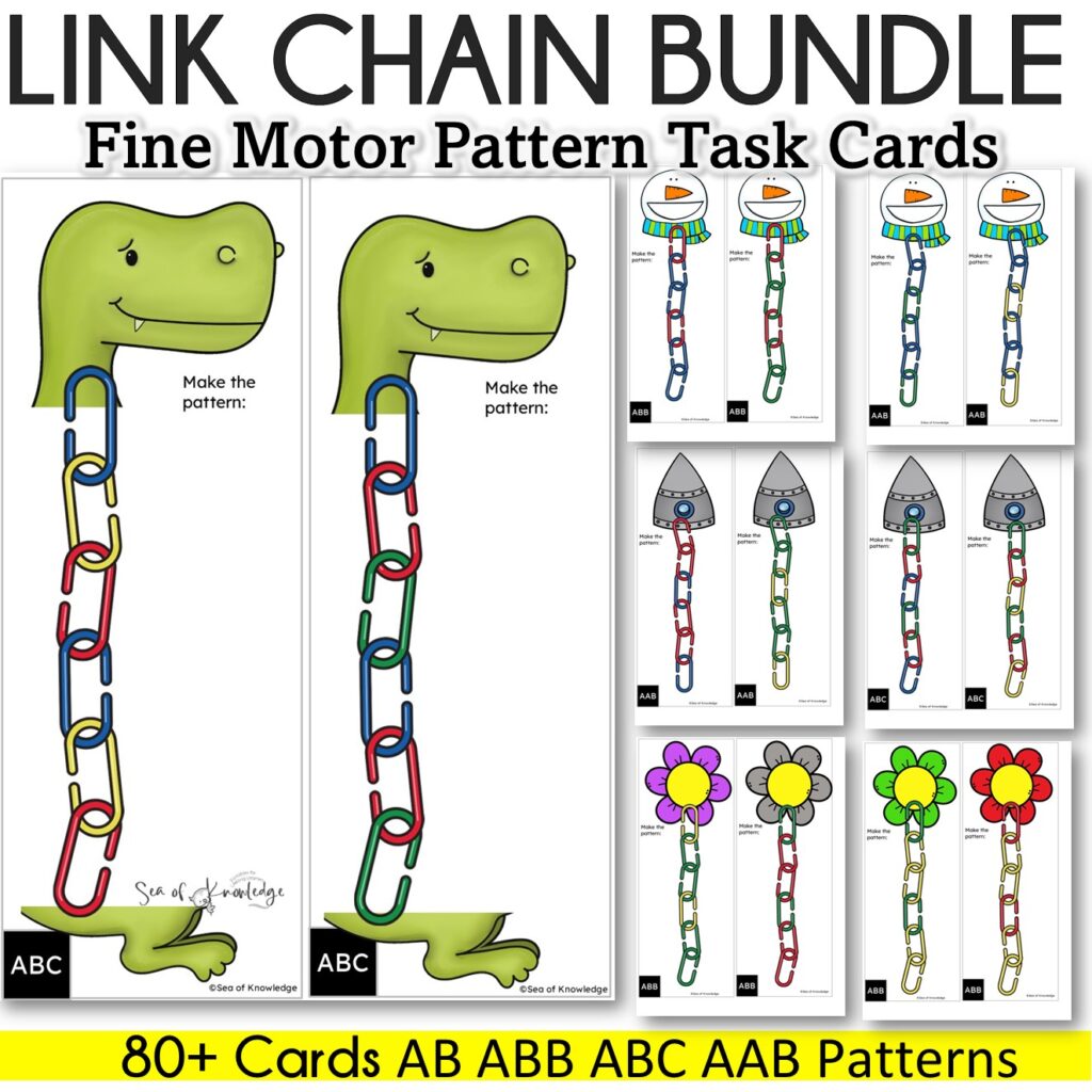 Chain Link Activity Alphabet Fine Motor Task Cards