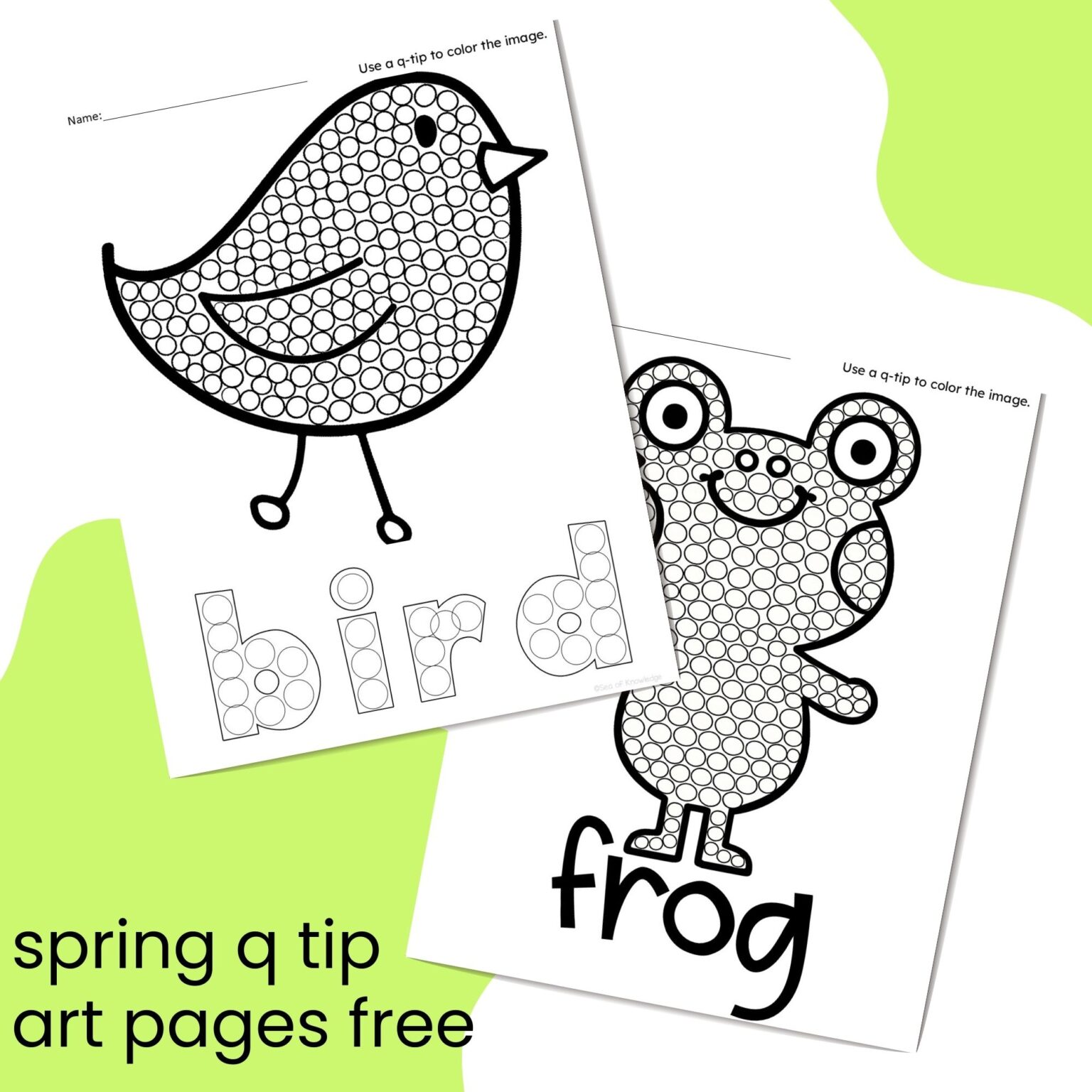 Q Tip Painting Spring: Easy Activities + Free Easter Printables - Sea ...