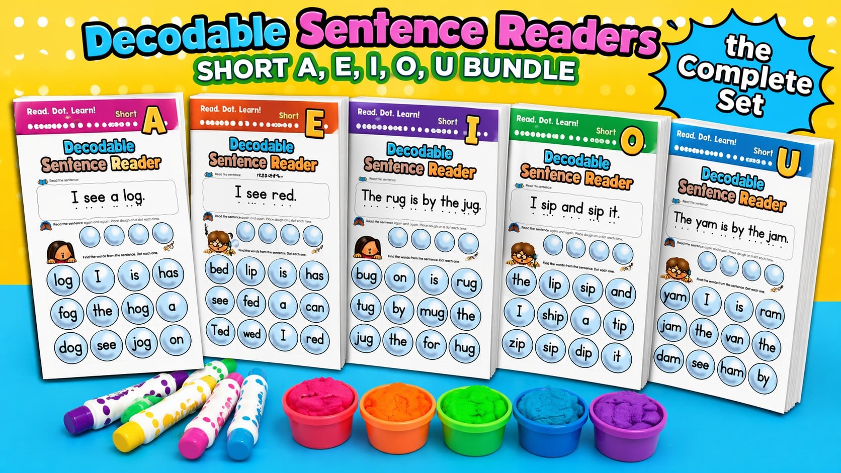 CVC Short Vowel Decodable Sentences Worksheets for Kindergarten (Free ...